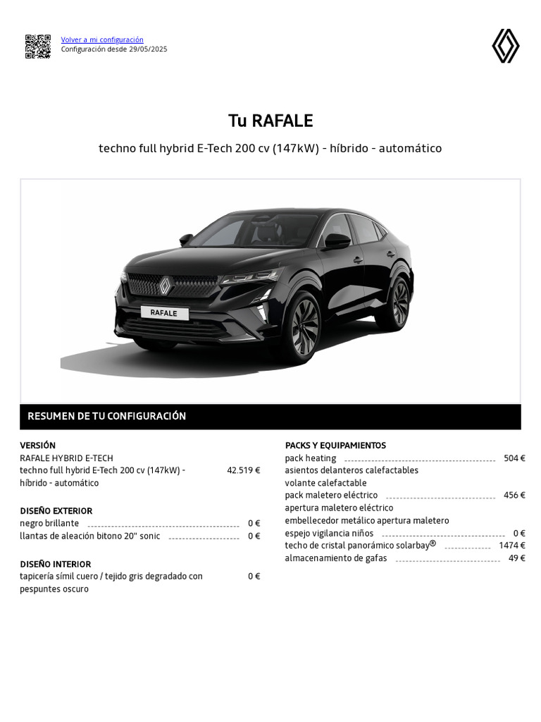RAFALE Techno Full Hybrid E-Tech 200 CV (147kW) | PDF | Vehículo de ...