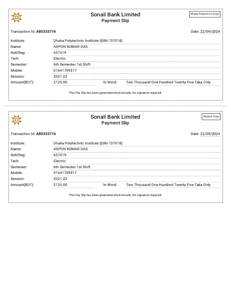 Voucher - Fee Collection | PDF