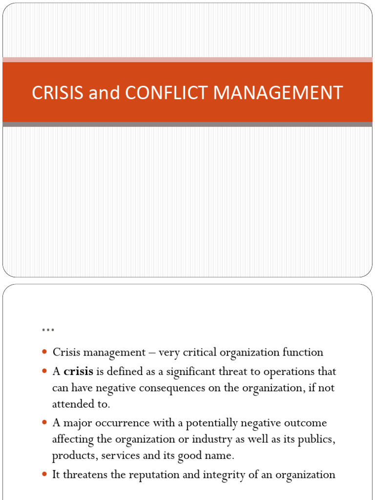 Crisis and Conflict Management Plan | PDF | Crisis Management