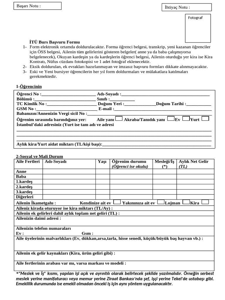 Yeni Burs Formu | PDF