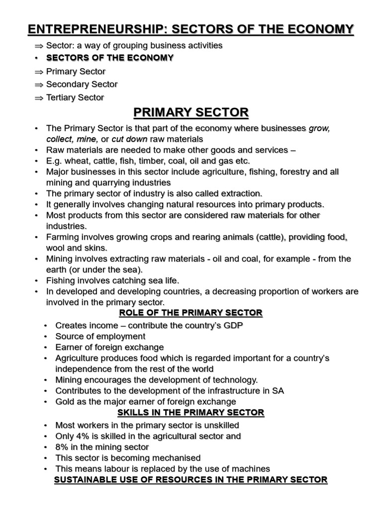 Understanding Economic Sectors: Primary, Secondary, Tertiary | PDF ...