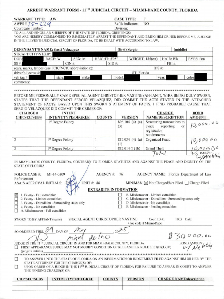 Sergio Velazquez Arrest Warrant | PDF