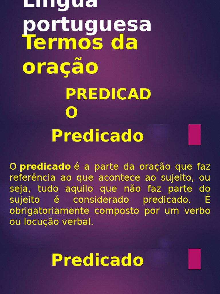 Tipos e Exemplos de Predicado na Oração | PDF | Predicado (gramática ...