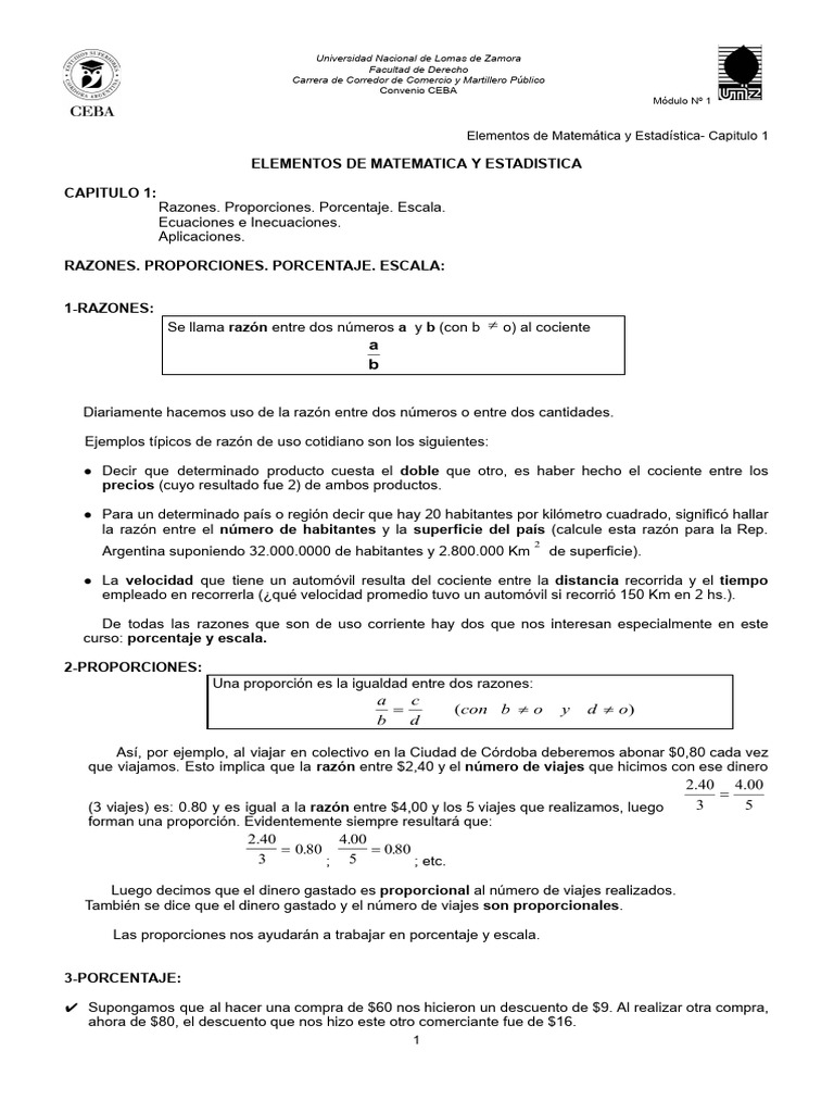Matematica y Estadistica-1 | PDF | Ecuaciones | Porcentaje