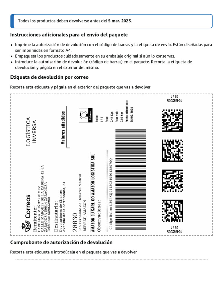 Centro de Devoluciones | PDF
