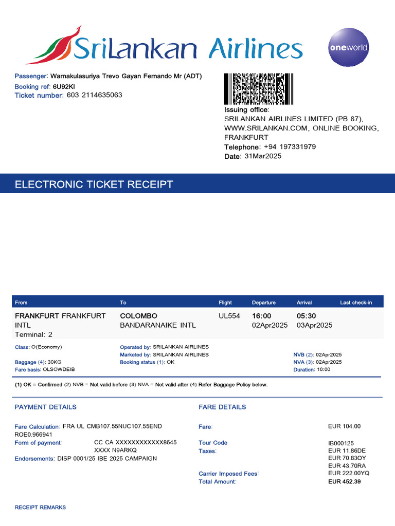 Fernando Warnakulasuriya Trevo Gayan, Adt, 02apr, CMB | PDF | Credit Card | Fee