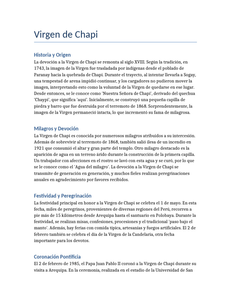 Virgen de Chapi | PDF