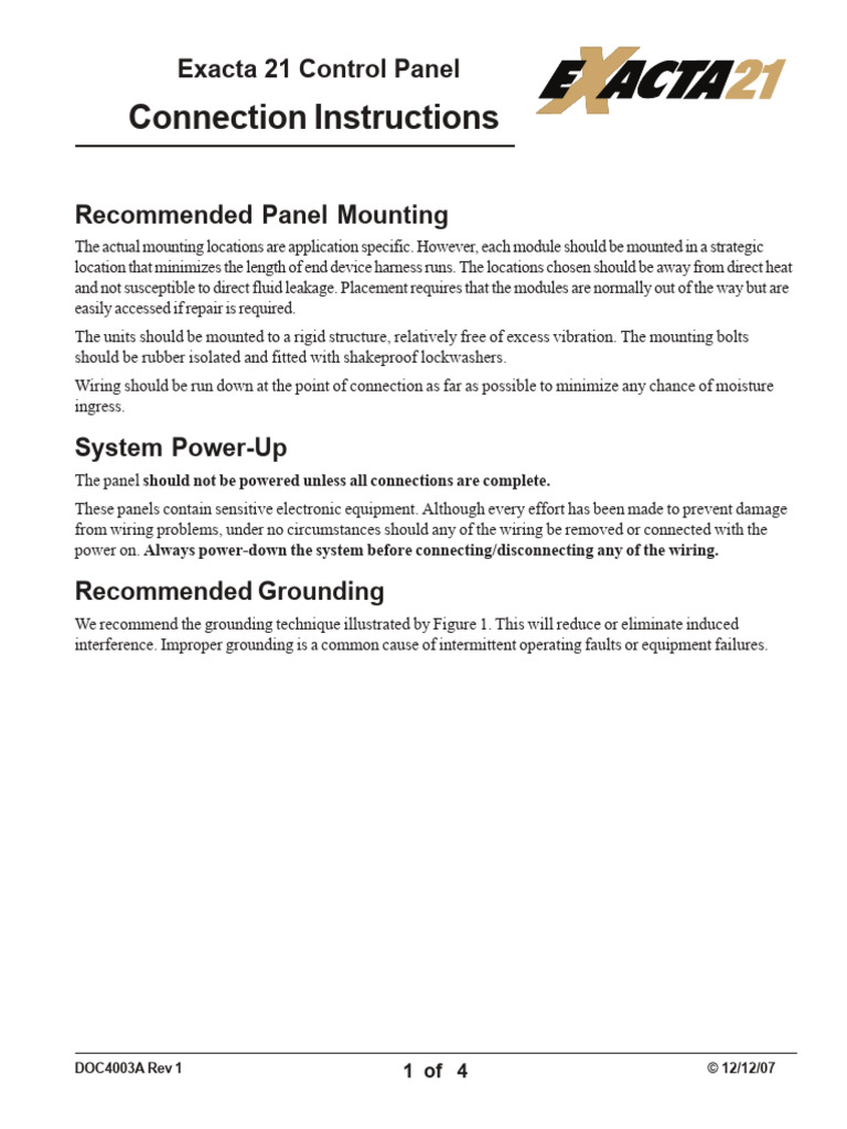 A - b4. Control Panel - Altronic Exacta 21 Control Panel Install Aides ...