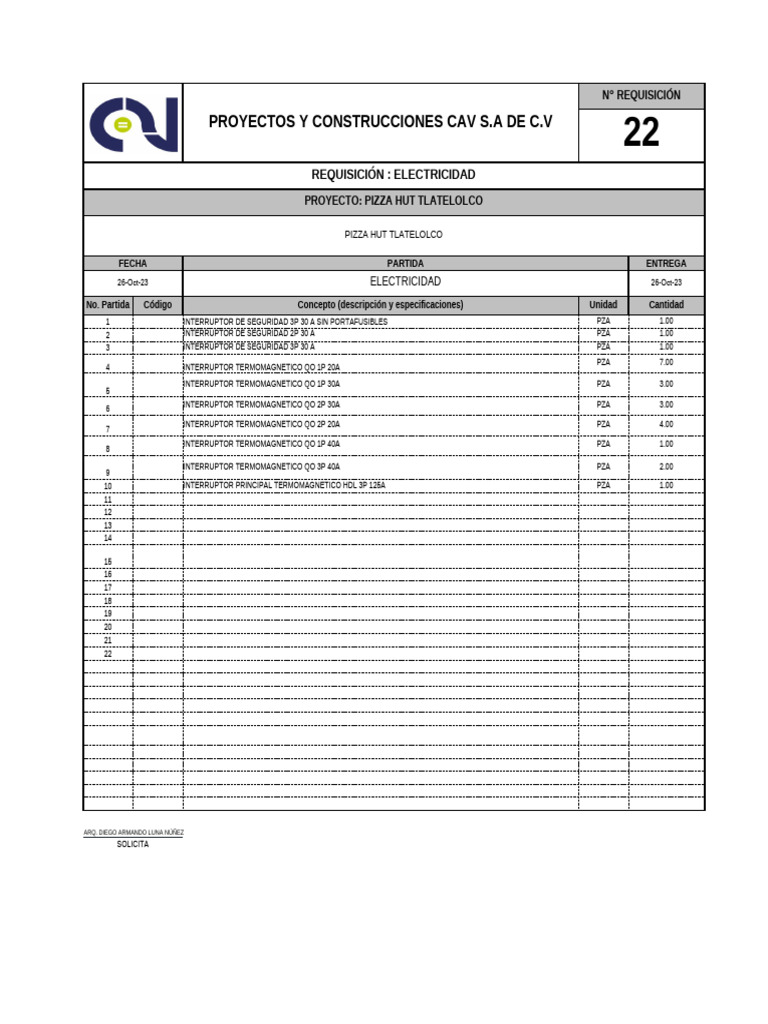 Requisición 22 | PDF
