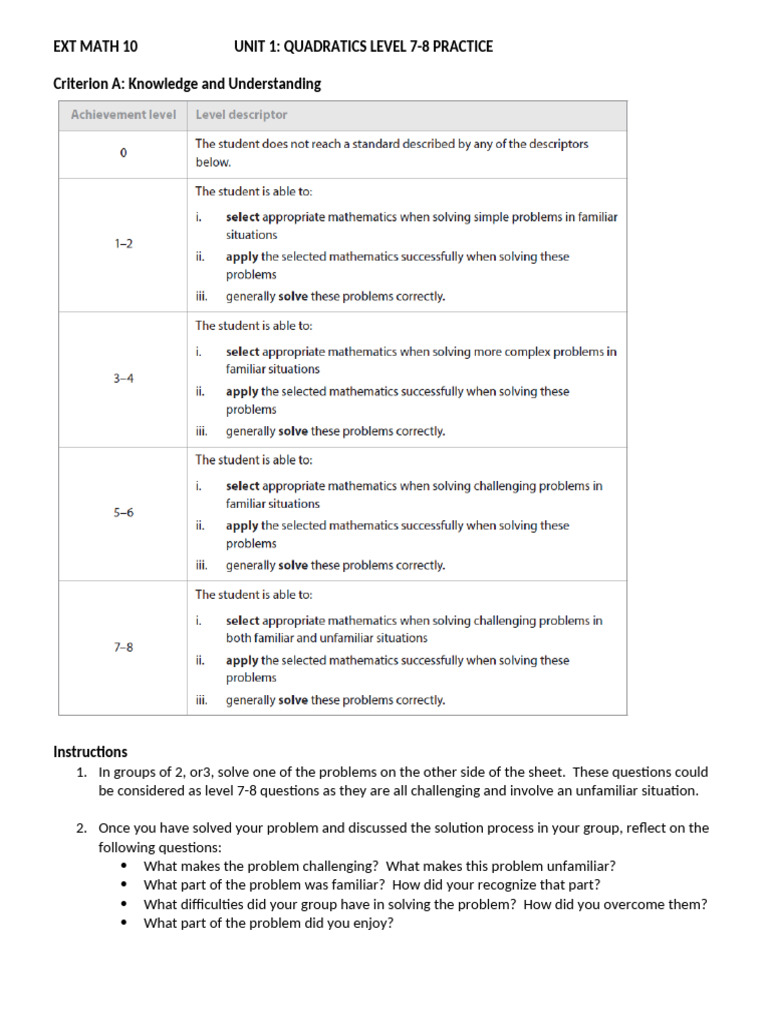Level 7-8 Practice Unit 1 | PDF