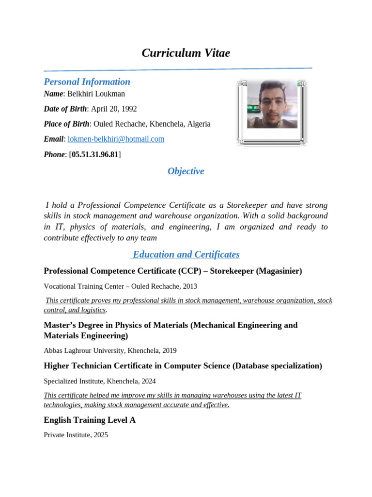 Curriculum Vitae: Personal Information | PDF