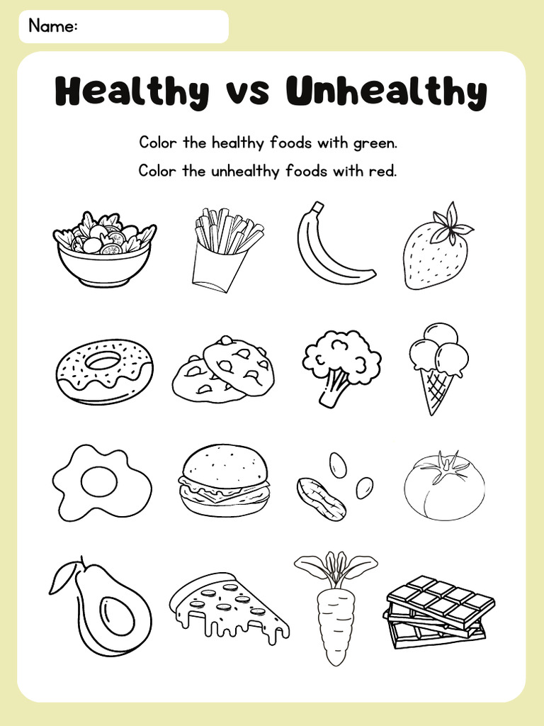 Healthy Vs Unhealthy Foods Educational Worksheet - 20250602 - 142146 ...