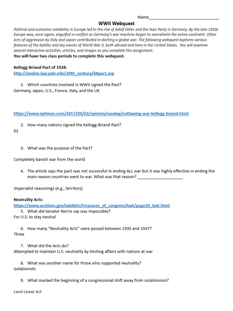 APUSH WWII Webquest Updated | PDF | Internment Of Japanese Americans ...