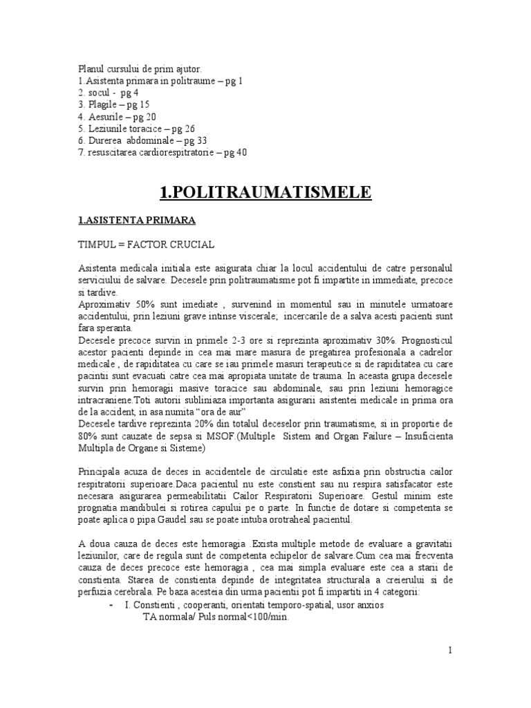 Curs Prim Ajutor 2010 | PDF