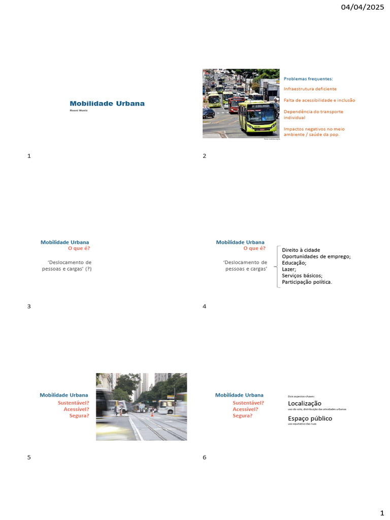 Aula - Mobilidade Urbana - Folhetos | PDF | Acessibilidade | Transporte