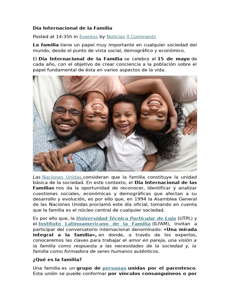 Importancia del Día Internacional de la Familia | PDF | Familia | Sociedad