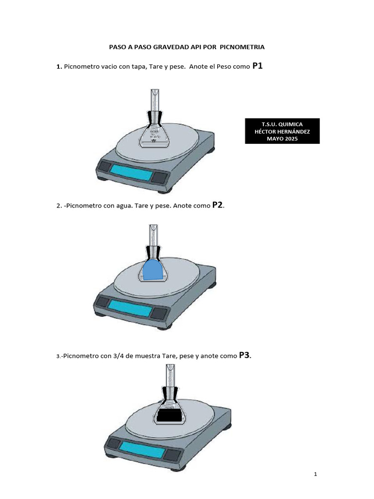 Paso A Paso Gravedad API Por Picnometria | PDF
