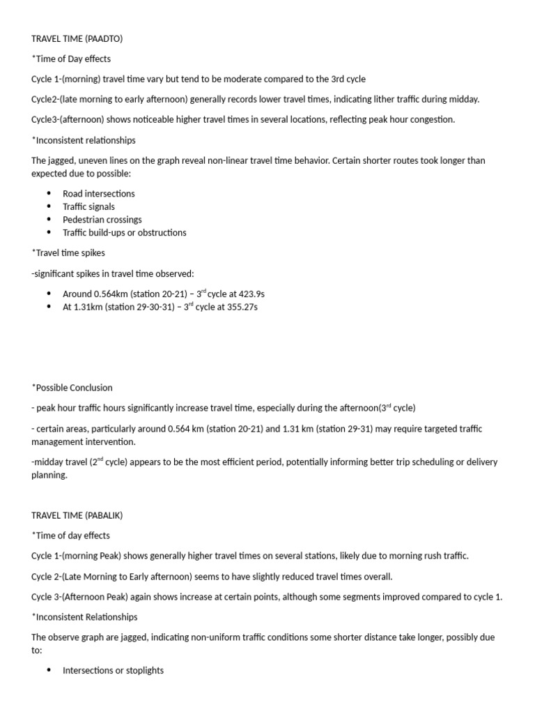 Travel Time Analysis by Distance and Time | PDF | Traffic | Traffic ...