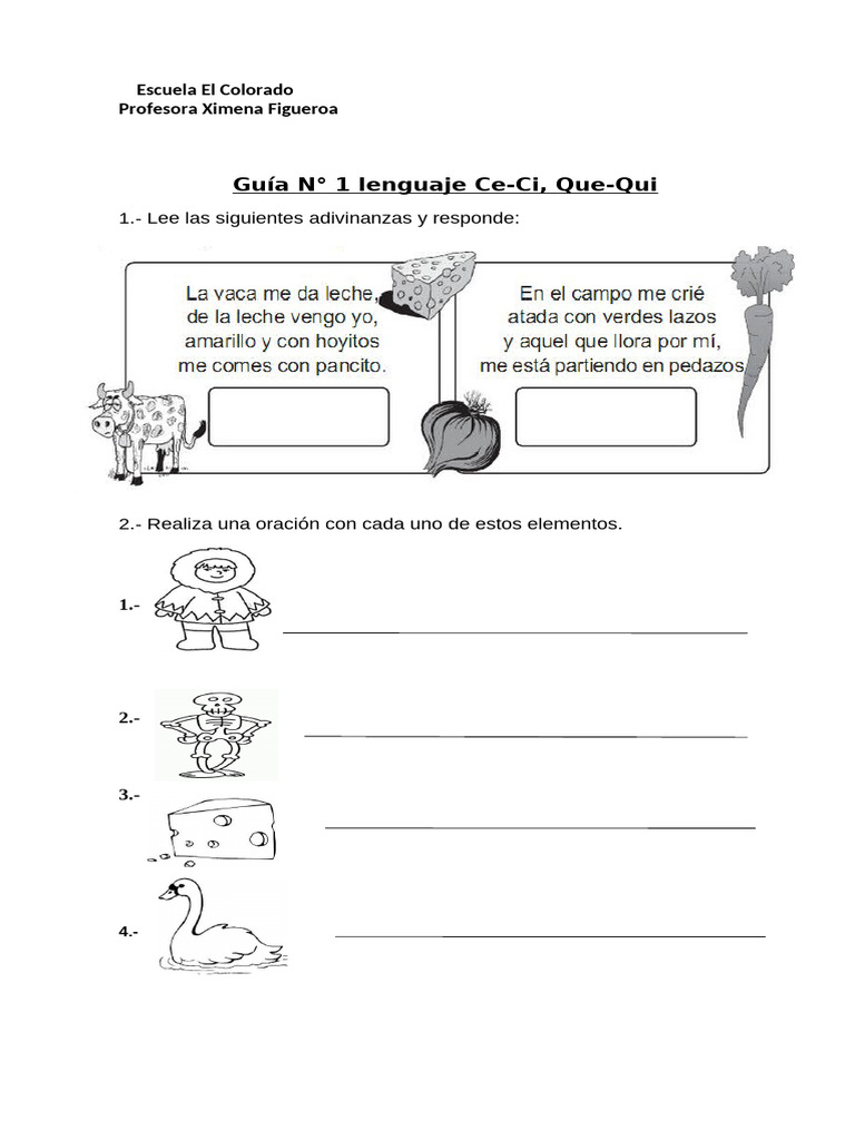 Guía de Lenguaje: Ce-Ci, Que-Qui | PDF