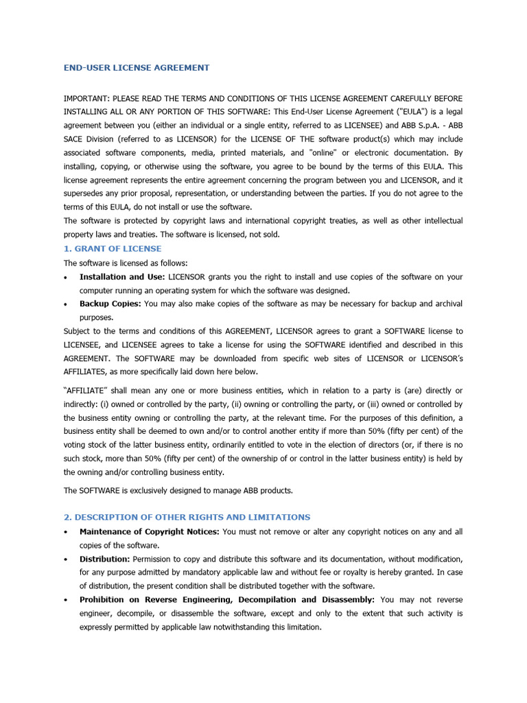End-User License Agreement (EULA) | PDF | License | Copyright