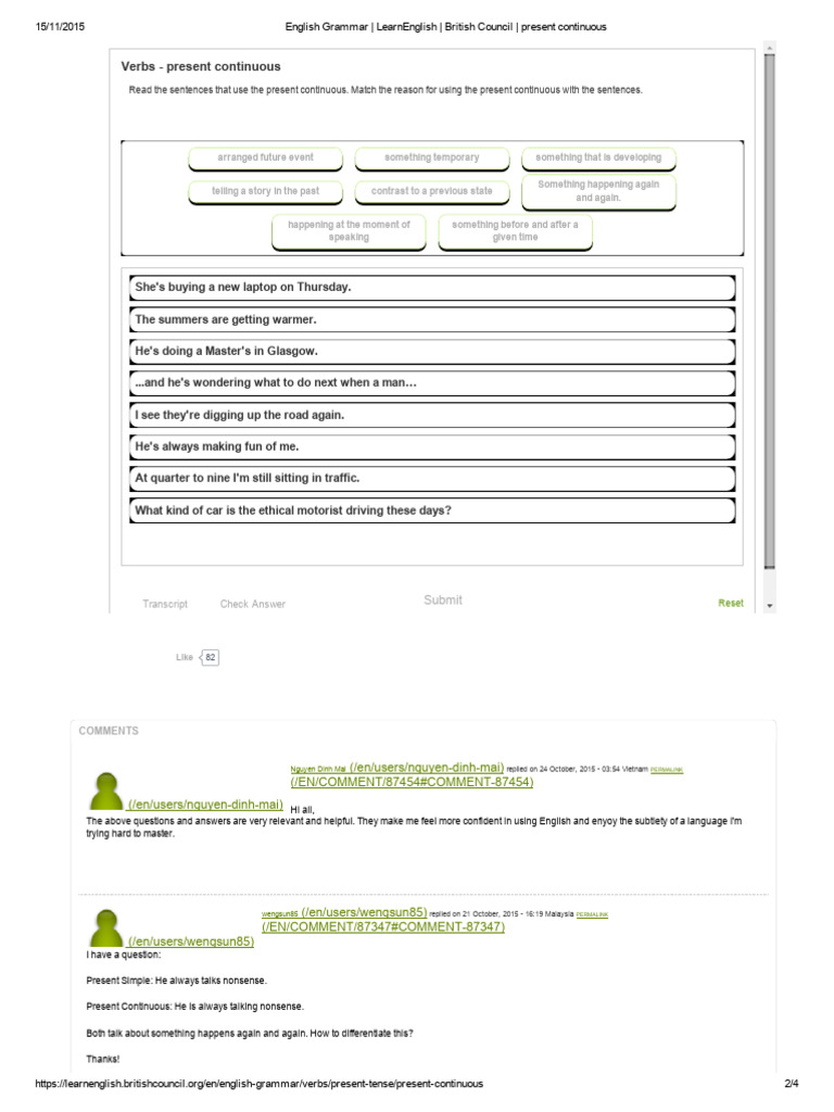 English Grammar - Present Continuous | PDF | Language Families ...