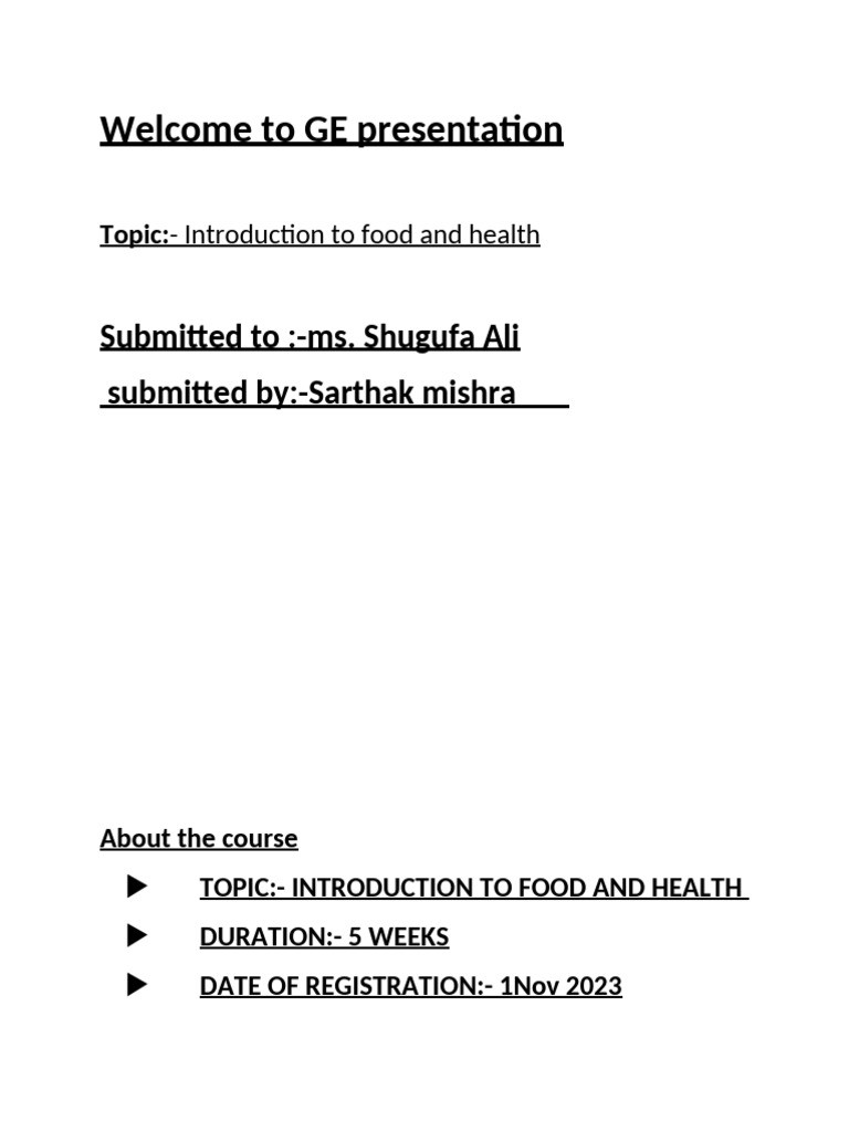 Sarthak Mishra Word File | PDF | Diet (Nutrition) | Diet & Nutrition