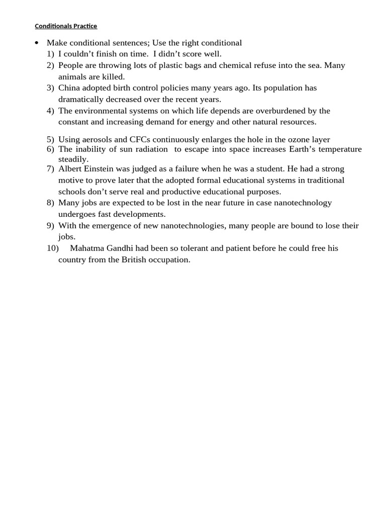 Conditionals 1st 2nd 3rd Practice | PDF | Physical Sciences | Applied ...