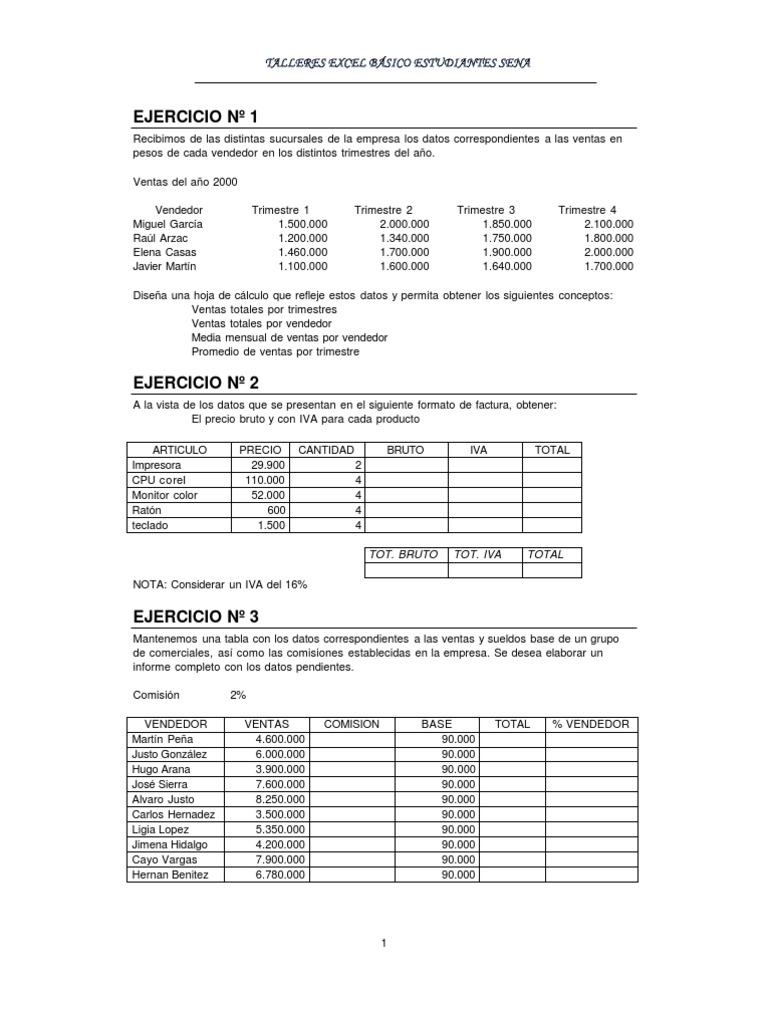 Ejercicios Excel Repaso Basico | PDF | Microsoft Excel | Equipo de oficina