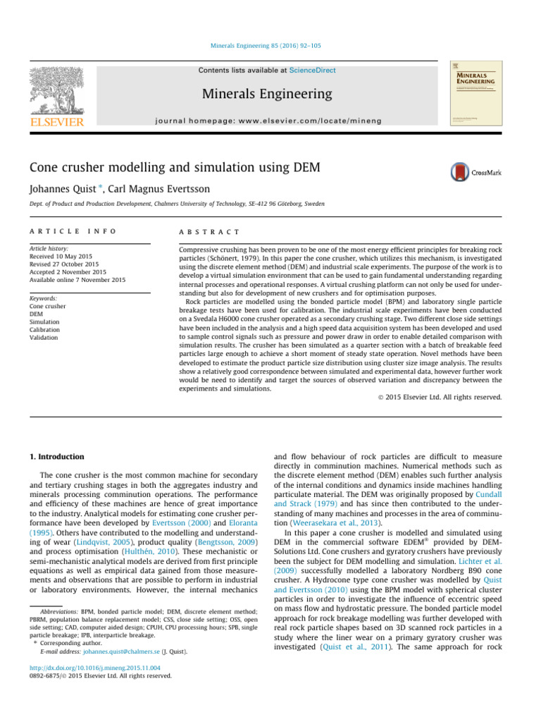 Cone Crusher Modelling and Simulation Using DEM | PDF | Simulation | Force