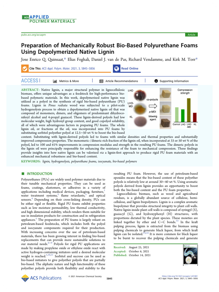 Quinsaat Et Al 2021 Preparation of Mechanically Robust Bio Based ...