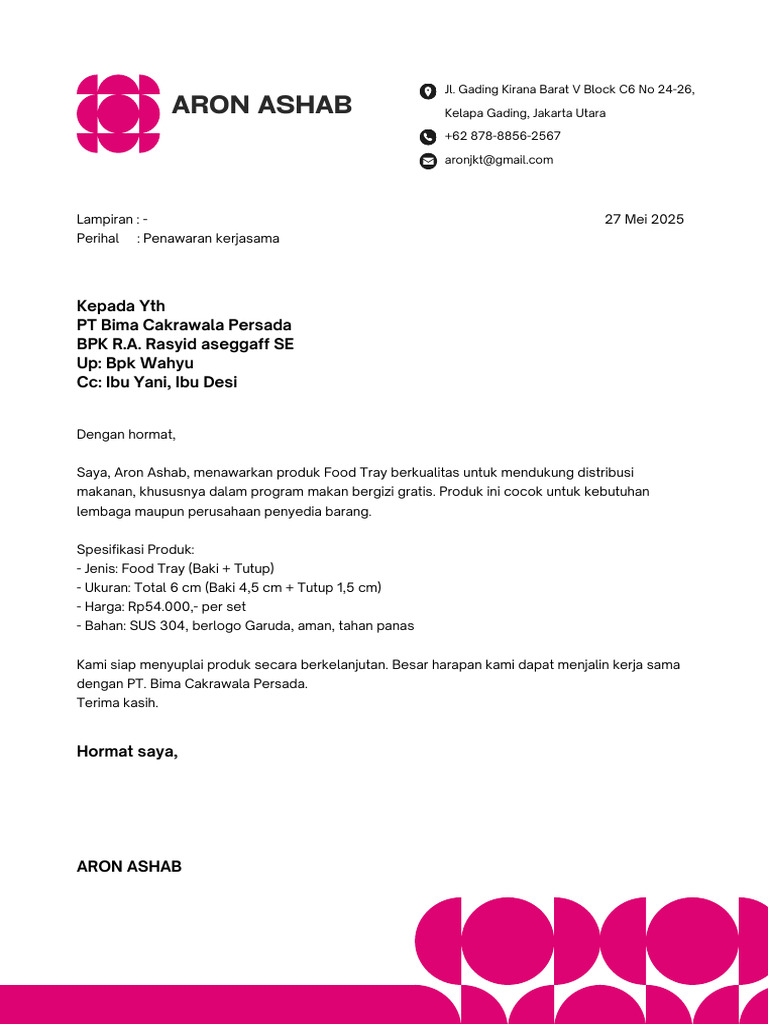 Surat Penawaran Aron Ashab PDF | PDF