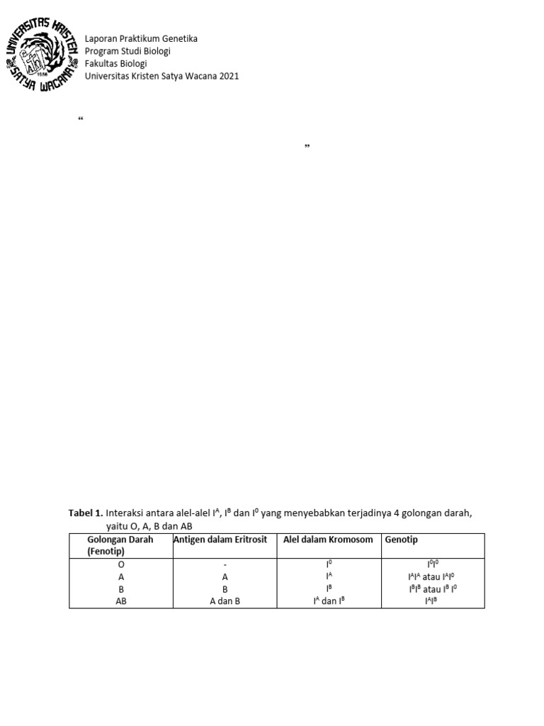 Analisis Kemungkinan Genotip Golongan Darah Berdasarkan Pedigree (Pohon ...