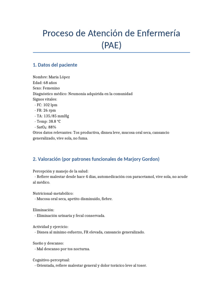 PAE Maria Lopez | PDF | Neumonía | Especialidades Medicas