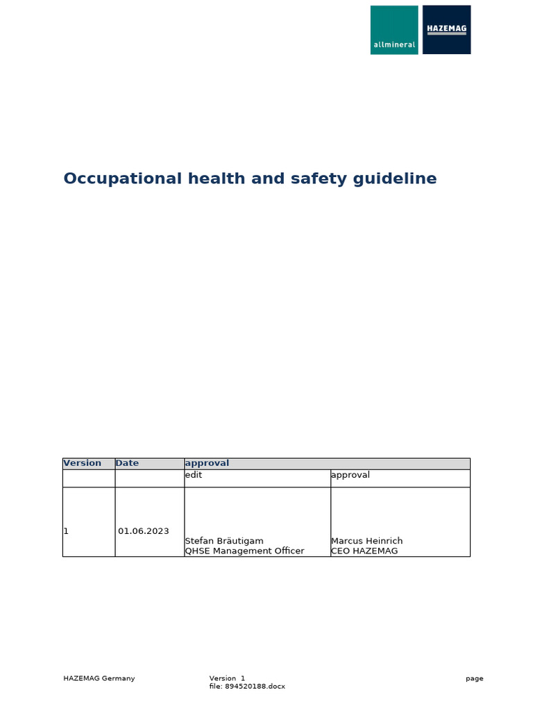 HSE-Occupational Health and Safety Guideline | PDF | Occupational ...