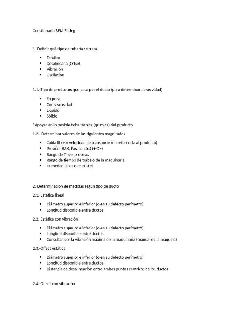 Cuestionario BFM Fitting | PDF