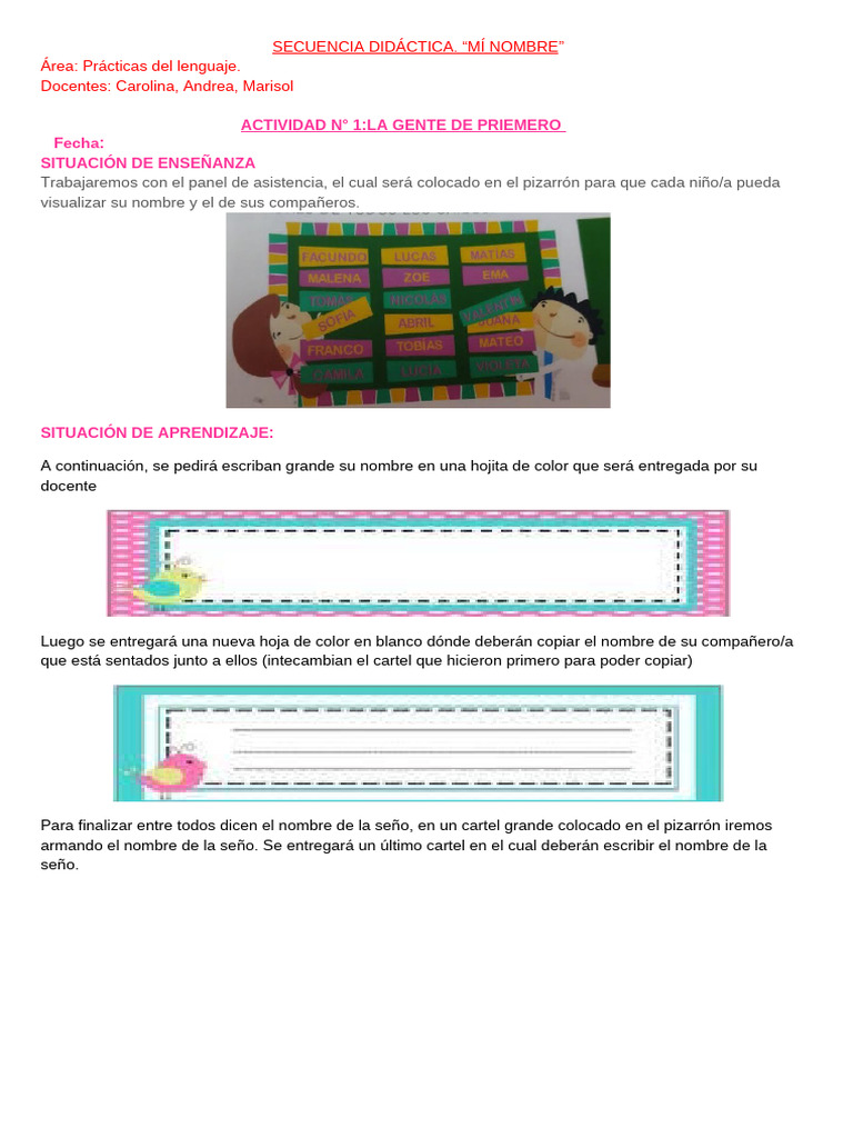 Mi Nombre 1ro C | PDF | Enseñando | Aprendizaje