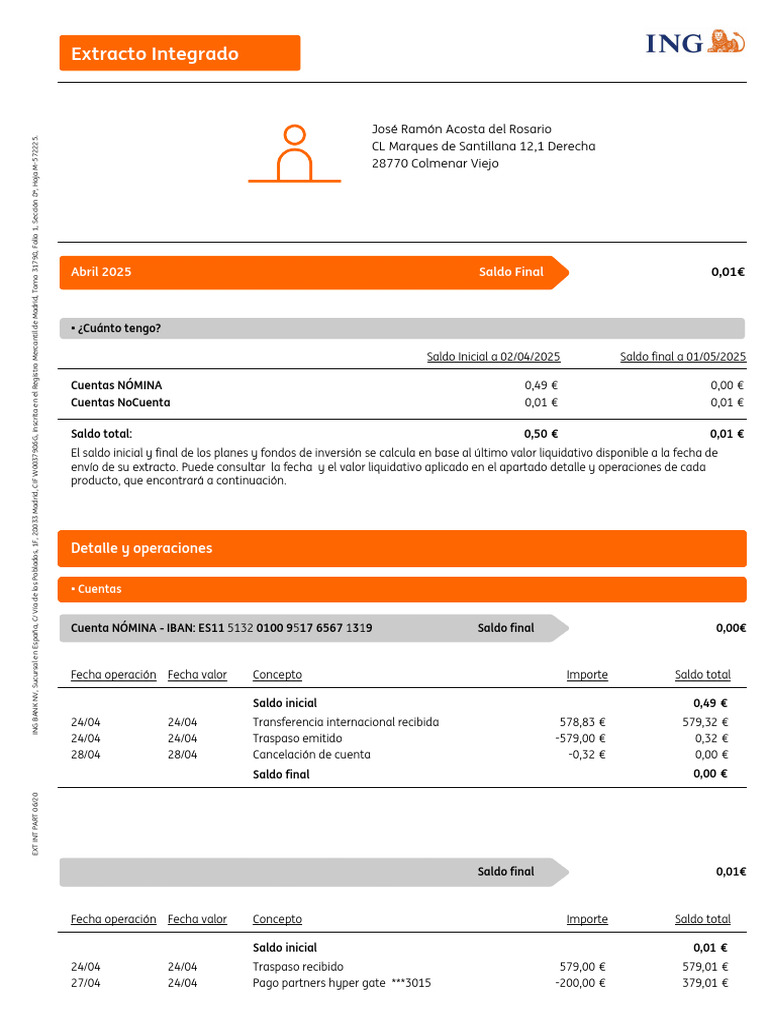 Extracto Mensual Abril 2025 | PDF
