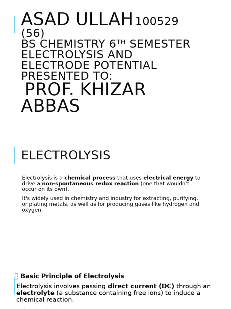 Presentation Electrode Potential | PDF | Anode | Redox