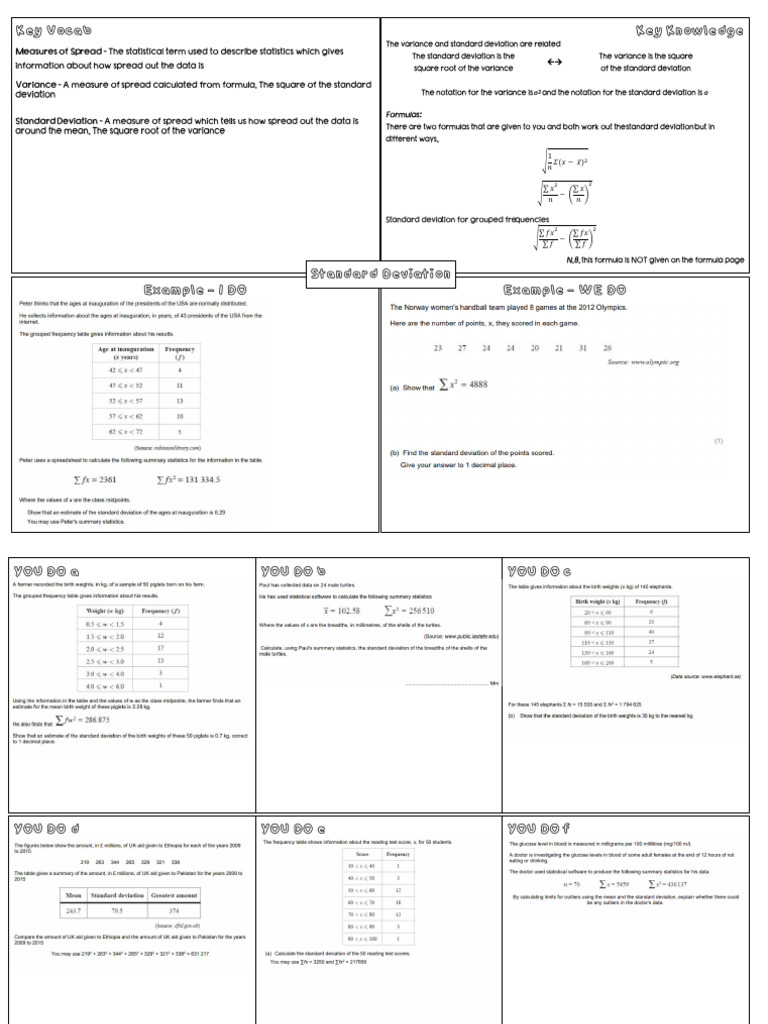 Standard Deviation Revision Mat | PDF