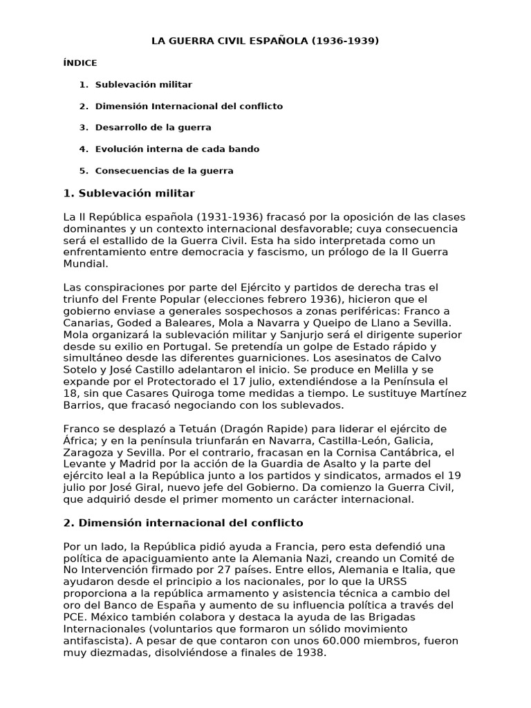 Análisis de la Guerra Civil Española | PDF | Francisco franco | guerra ...