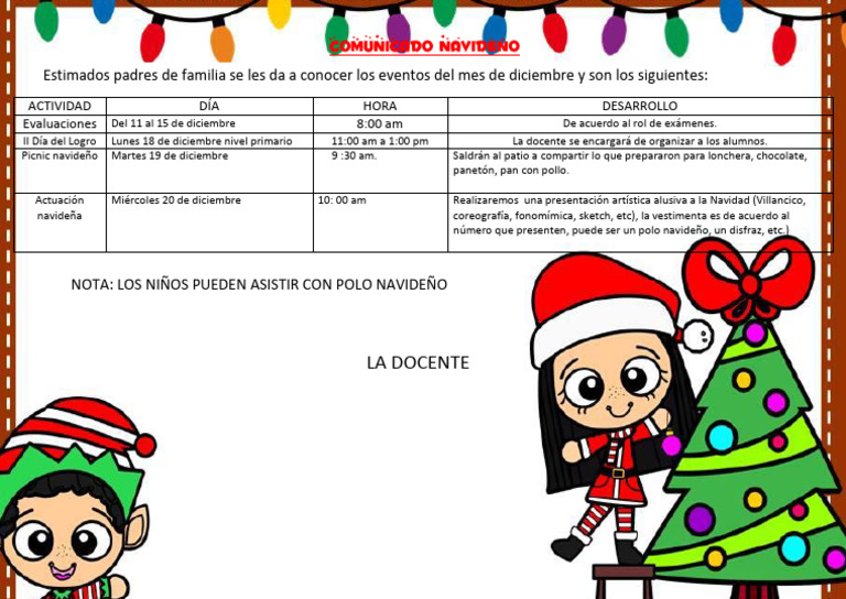Comunicado Navideño | PDF