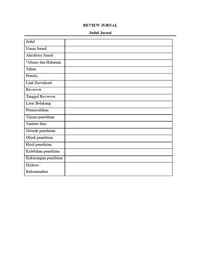 Template Review Jurnal | PDF