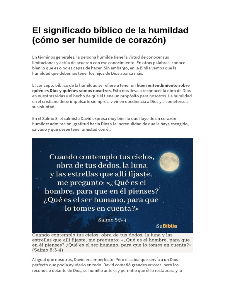 El Significado Bíblico de La Humildad | PDF | Pecado | Amor