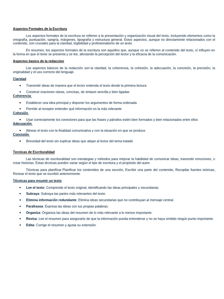 Aspectos Formales de La Escritura | PDF | Comunicación | Escritura