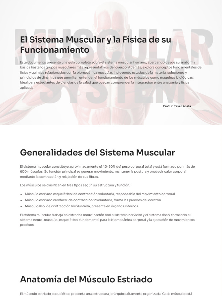 El-Sistema-Muscular-y-la-Fisica-de-su-Funcionamiento LIC.TEVEZ PDF | PDF | Músculo | Contracción ...