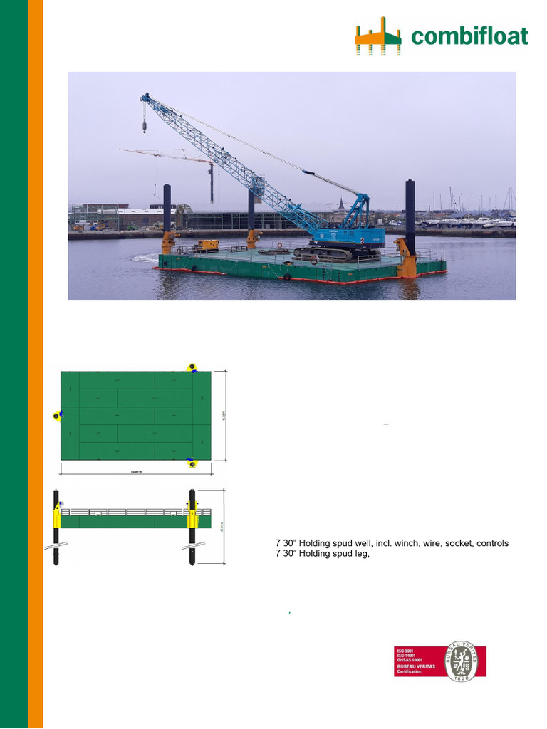 Specification Sheet C 7 Holding Spud Barge 24 X 15m 18m Spuds Rev0 | PDF