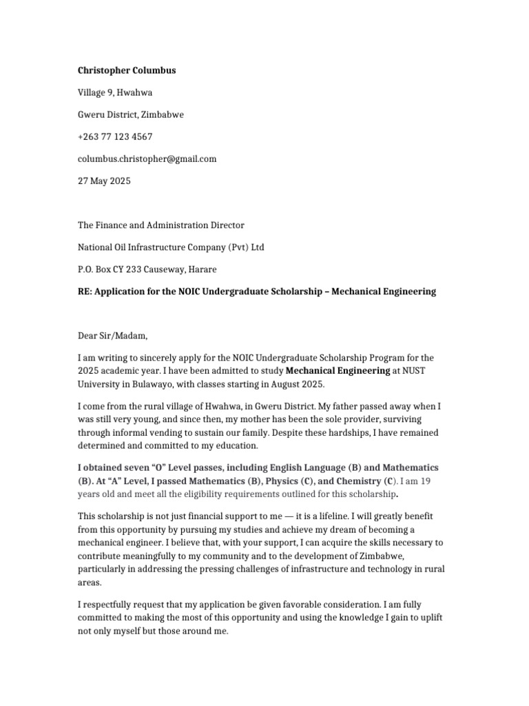 NOIC Scholarship Application 2025 | PDF