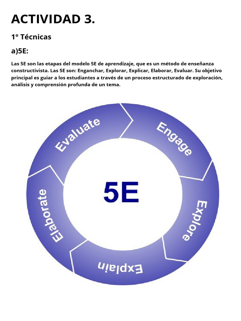 ACTIVIDAD 3, Actividad de Las 5E en PDF | PDF | Método científico ...