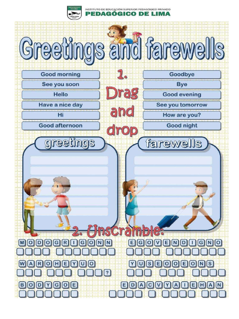 Greetings and Farewells Worksheet | PDF