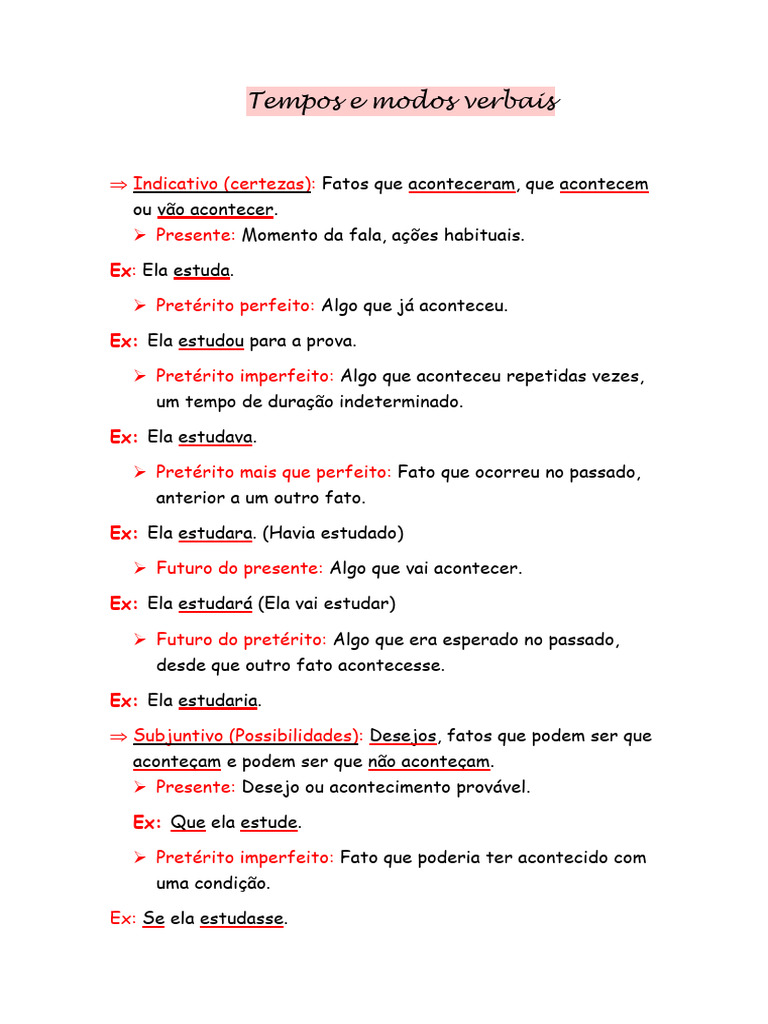 Tempos e Modos Verbais | PDF